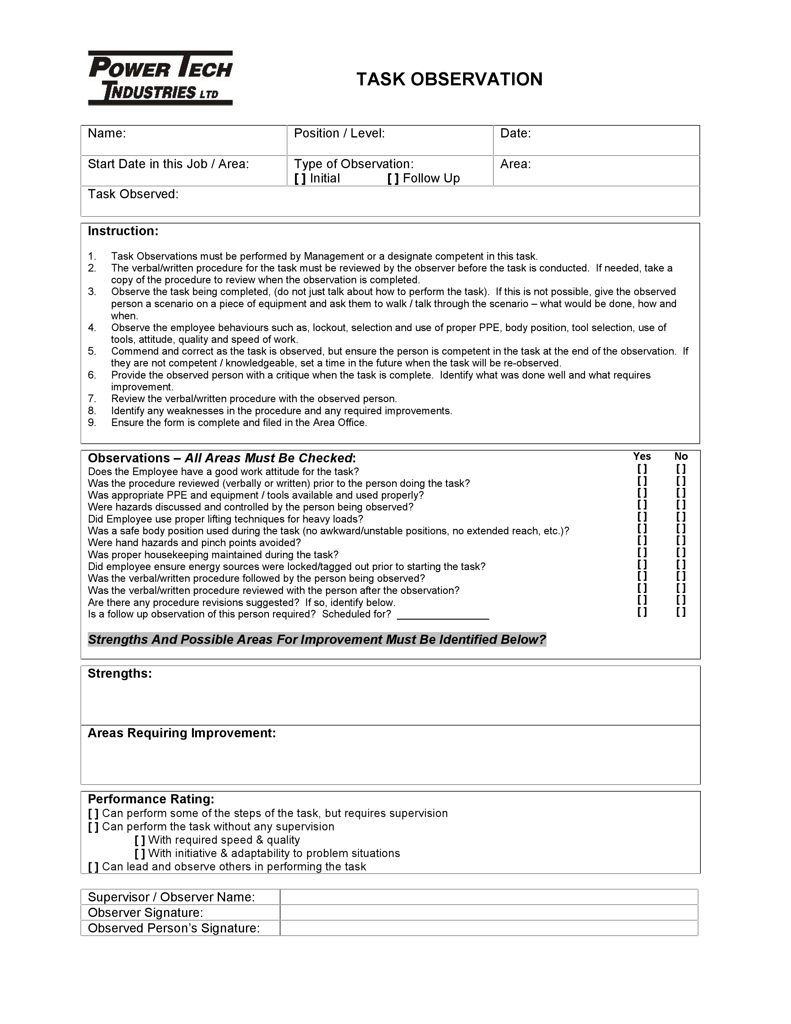 Forms > Task Observation